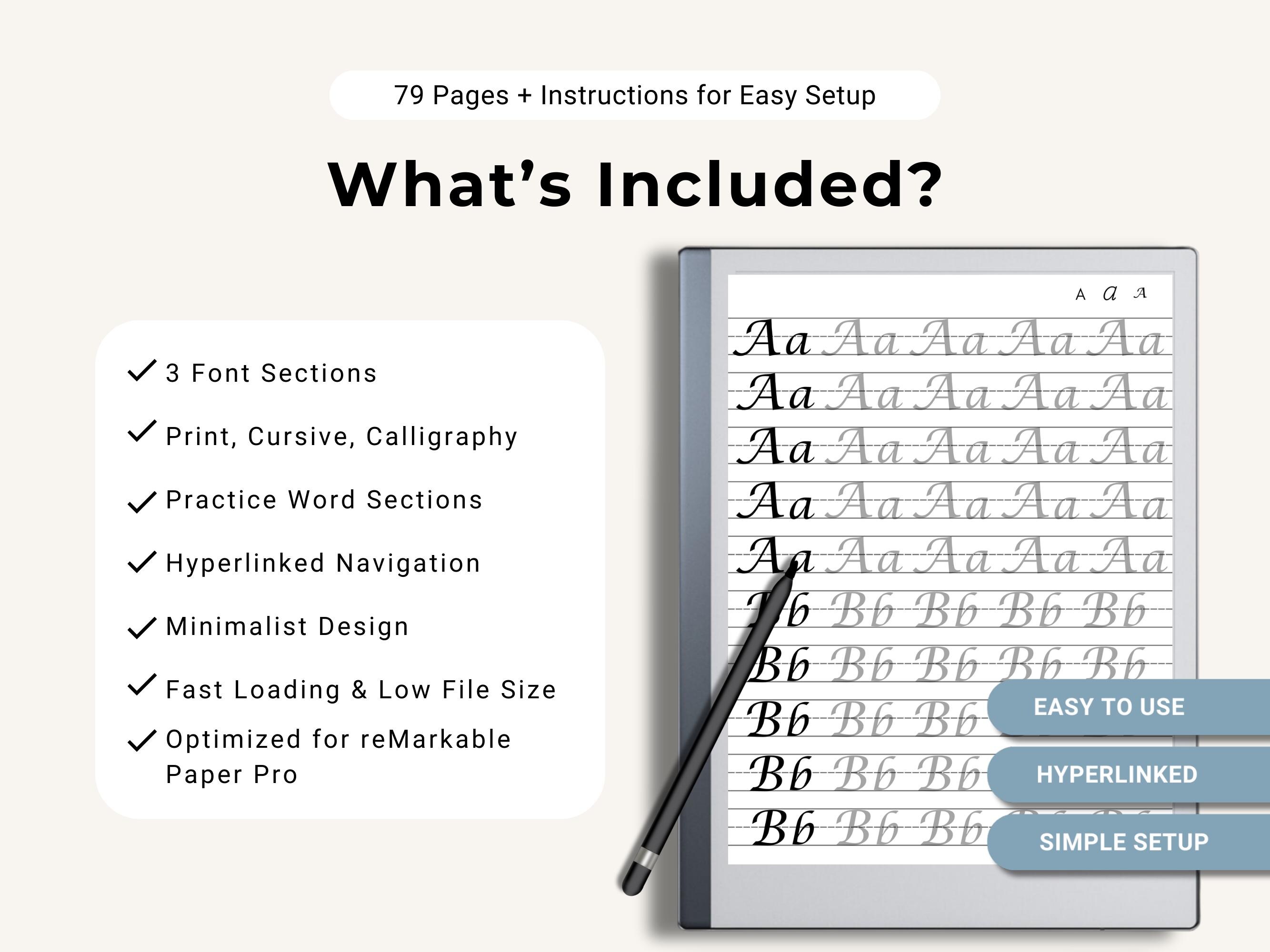 Remarkable Paper Pro Digital Handwriting Practice Educational Workbook ...