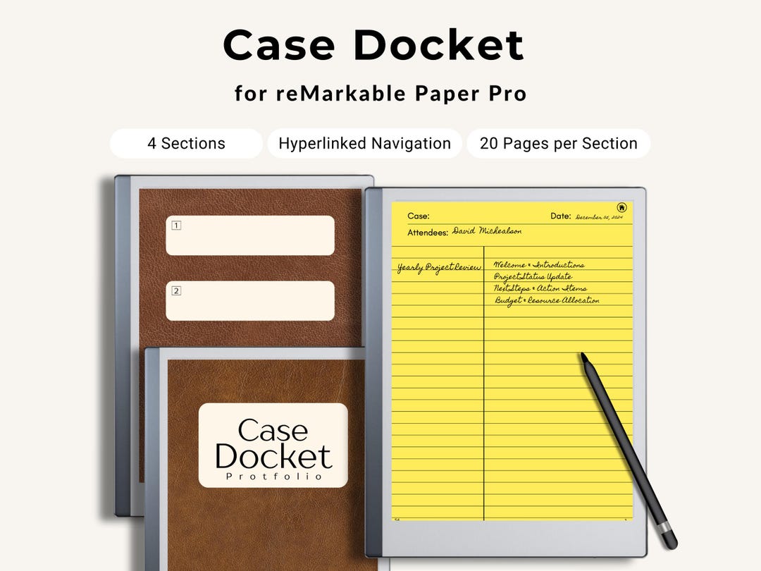 Remarkable Paper Pro Tablet Digital Case Docket File Organizer Business ...