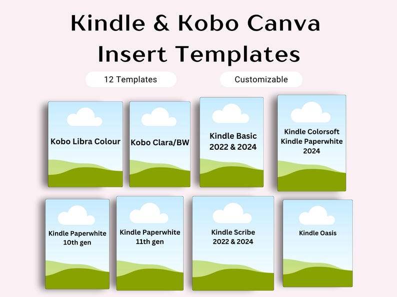 Kindle and Kobo Insert Template Bundle Case Digital Download Kindle ...