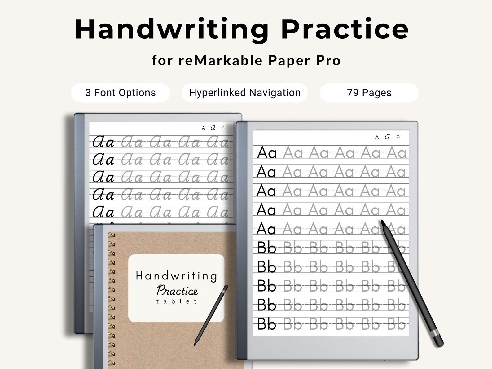 Remarkable Paper Pro Digital Handwriting Practice Educational Workbook ...