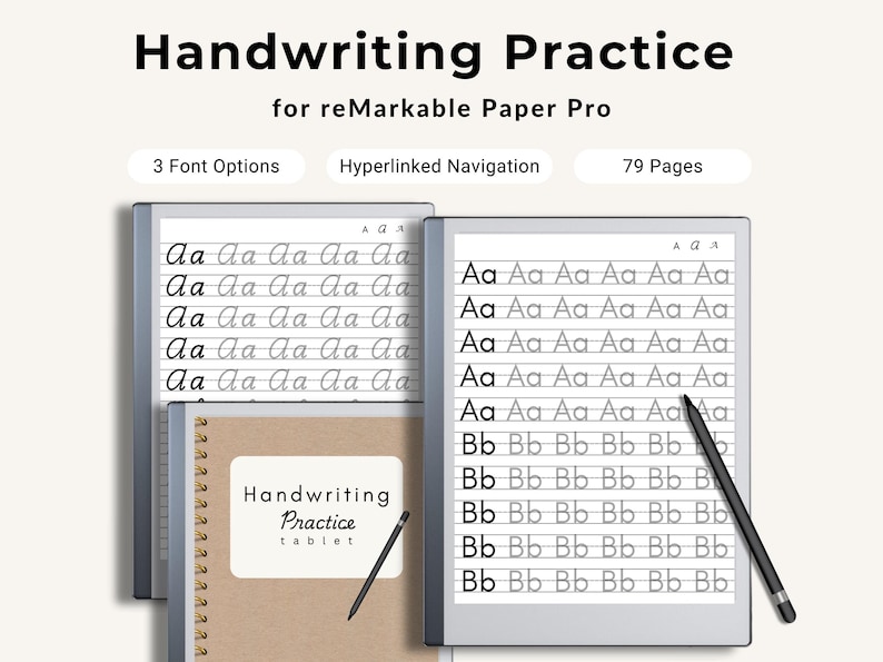 Remarkable Paper Pro Digital Handwriting Practice Educational Workbook ...