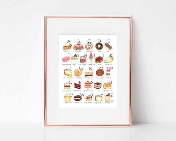 Sweet Treats Alphabet Art Print / Dessert Illustrations by | Etsy