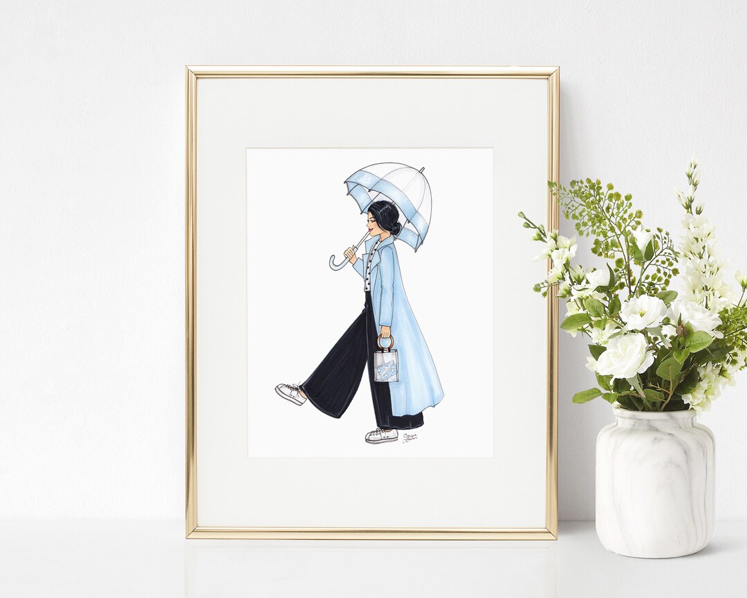 Rain Date Fashion Illustration Art Print / Umbrella Rainy Day Fashion ...