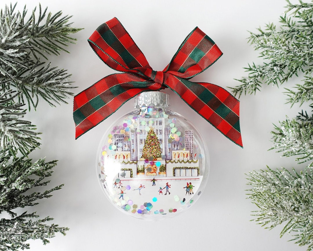 Rockefeller Center NYC Glitter Christmas Ornament / New York - Etsy