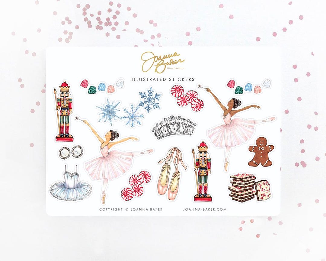 Nutcracker Ballet Holiday Stickers - Fashion Illustration, Glossy ...