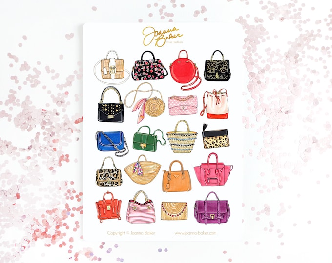 Handbag Stickers / Fashion Illustration, Fashion Planner Stickers, Bag ...