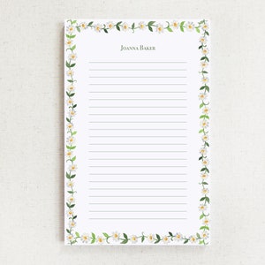 Daisy Chain Personalized Notepad / Floral Memo Pad, Botanical Notepad ...