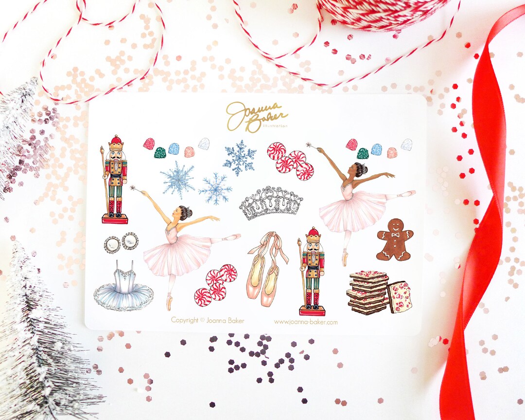 Nutcracker Ballet Holiday Stickers Fashion Illustration, Glossy ...