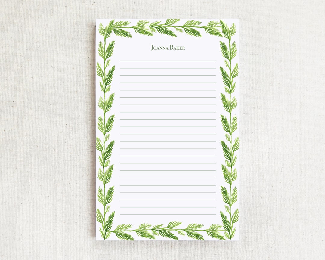Palm Frond Personalized Notepad / Palm Print Memo Pad, Botanical ...