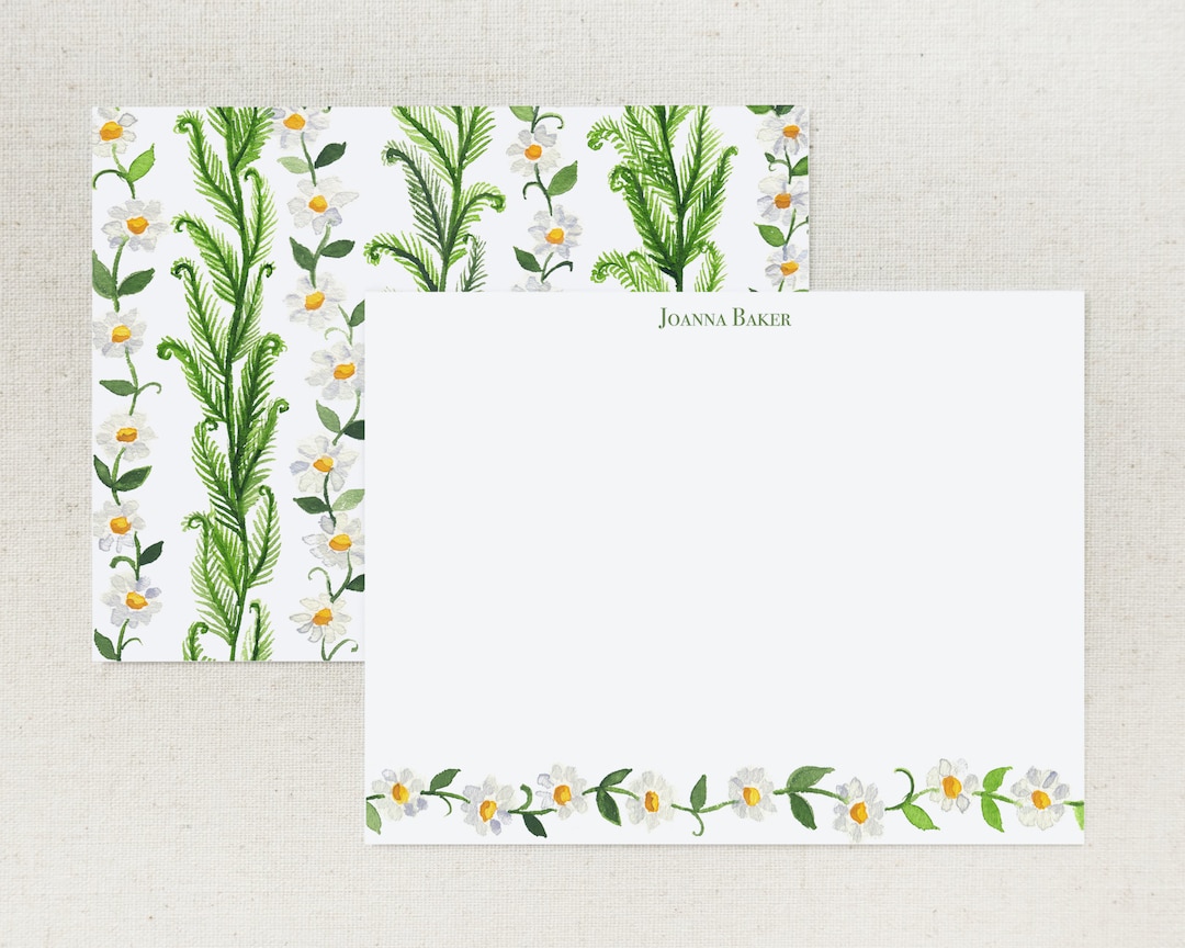 Daisy Chain Personalized Note Card Set / Floral Hostess Gift, Custom ...
