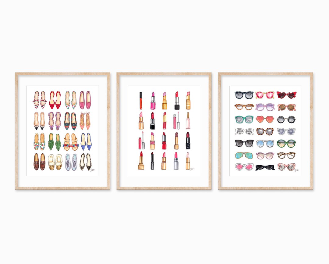 Set of 3 Favorite Things Fashion Illustration Art Prints / - Etsy