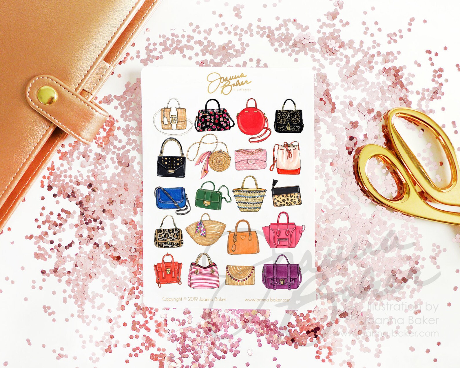 Handbag Stickers Fashion Illustration Glossy Permanent / | Etsy