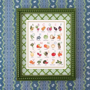 Fruit & Veggie Alphabet Art Print / Fruit and Vegetable Illustrations ...
