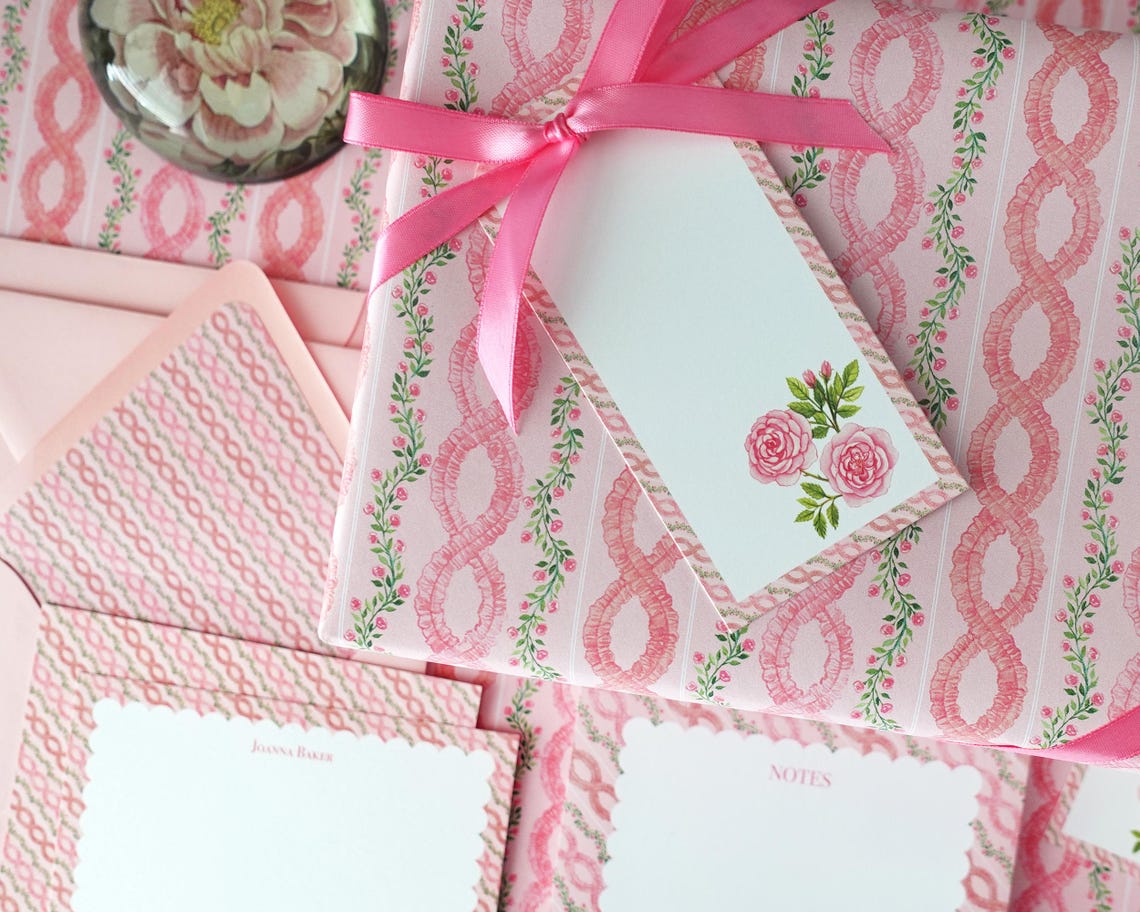 Rococo Ruffles & Roses Gift Wrap Roll / Luxury Matte Gift Wrap, 6 Foot ...