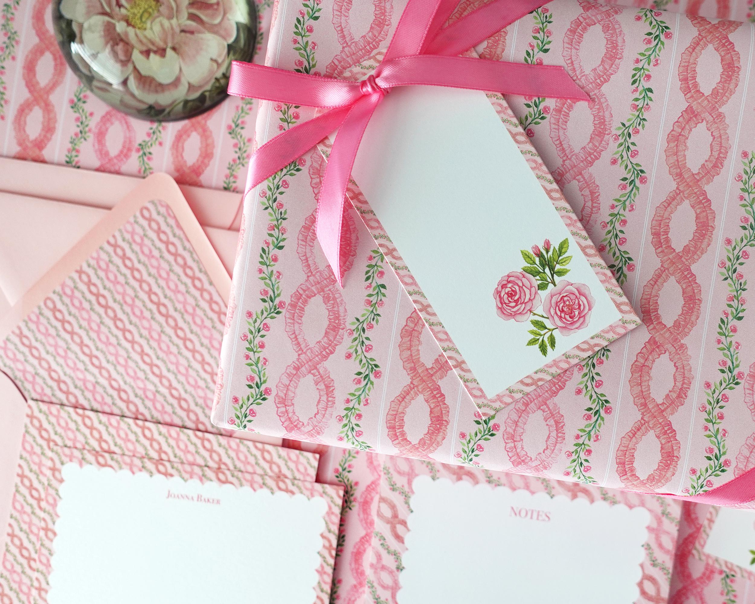 Rococo Ruffles & Roses Gift Wrap Roll / Luxury Matte Gift Wrap, 6 Foot ...
