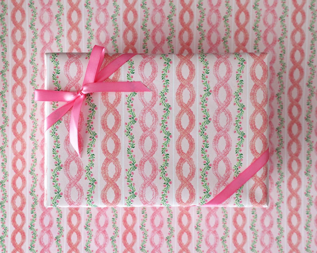 Rococo Ruffles & Roses Gift Wrap Roll / Luxury Matte Gift Wrap, 6 Foot ...