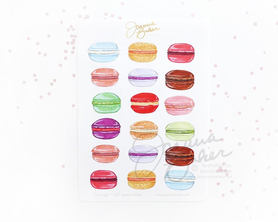 Macaron Illustration Stickers Glossy Permanent / Macaron | Etsy