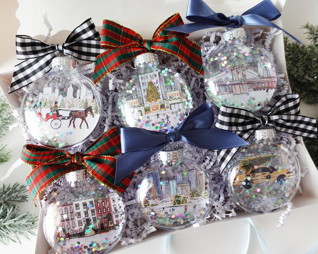Create Your Own NYC Gift Set - Glitter Ornament Set of 6 / New York ...