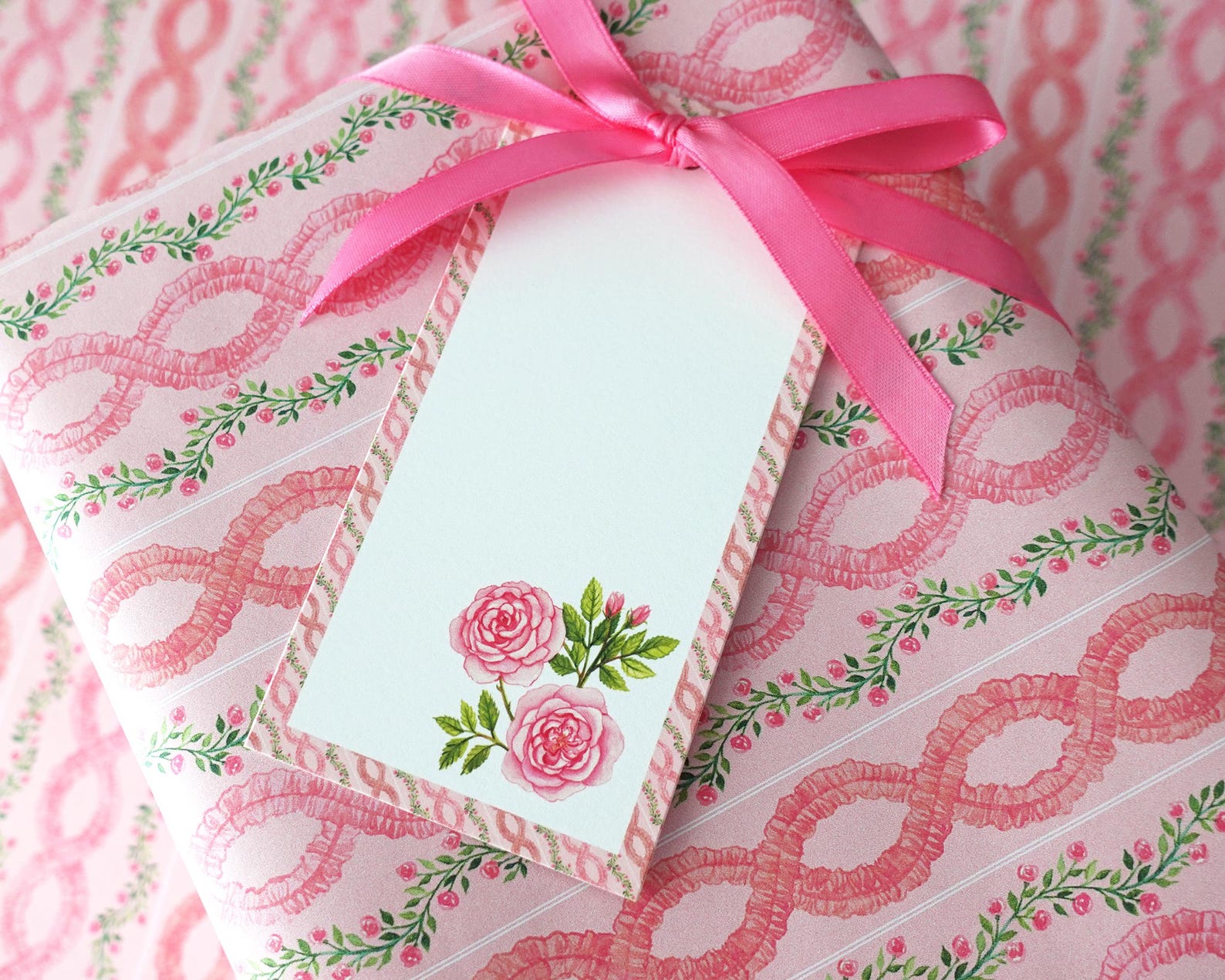 Rococo Ruffles & Roses Gift Wrap Roll / Luxury Matte Gift Wrap, 6 Foot ...