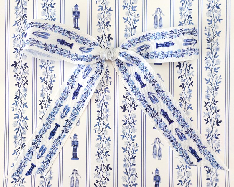 Gift Wrap Sheets - Blue & White Rose Nutcracker / Ballet Dancer ...