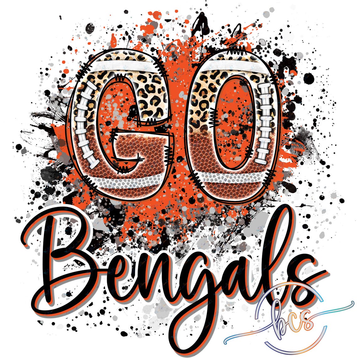 Go Bengals! Game Day Leopard Football Splatter PNG - Etsy
