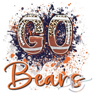 Go Bears! Game Day Leopard Football Splatter PNG - Etsy