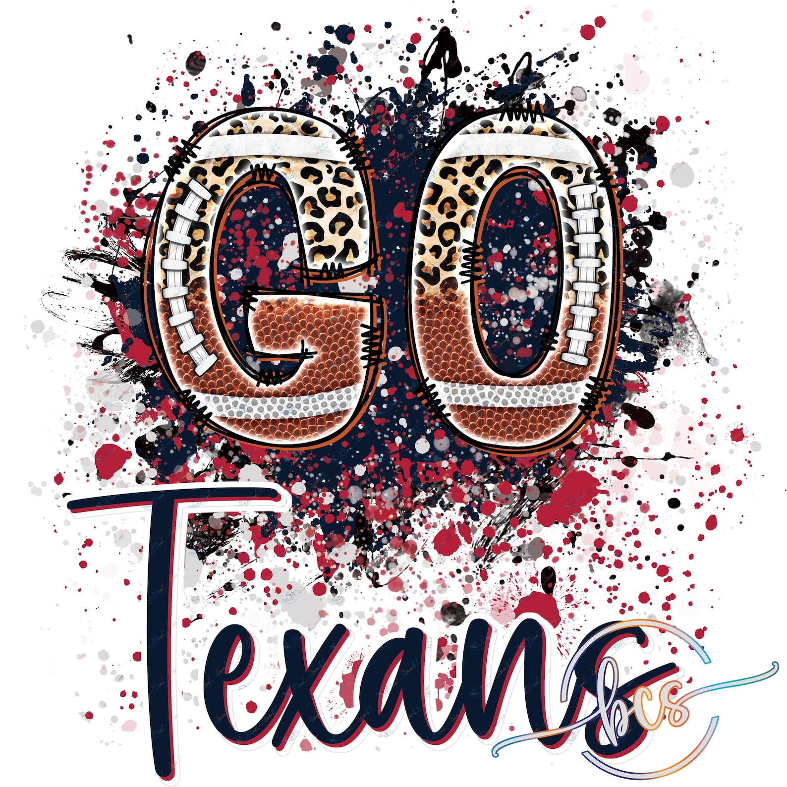 Go Texans! Game Day Leopard Football Splatter PNG - Etsy