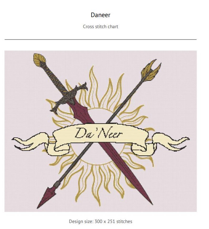 From Blood and Ash Cross Stitch | Da’neer Crest Pattern | Fantasy ...