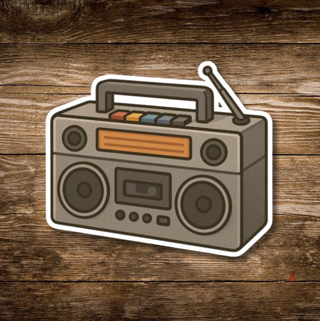 Retro Boombox Sticker Fun 80's and 90's Water Bottle Decal Music ...