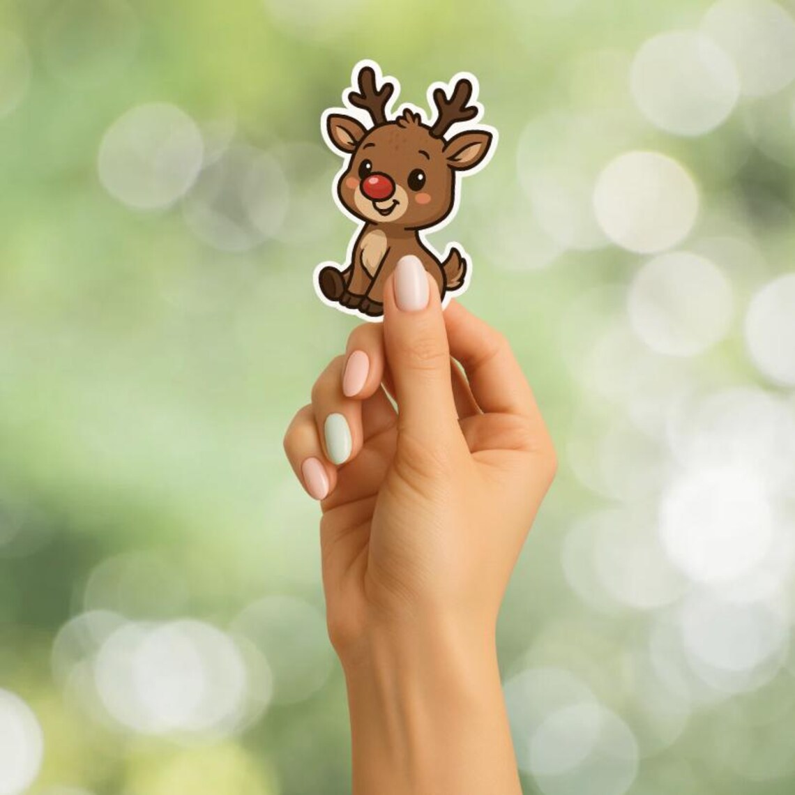 Cute Rudolph Sticker Cartoon Reindeer Adhesive for Water Bottle ...