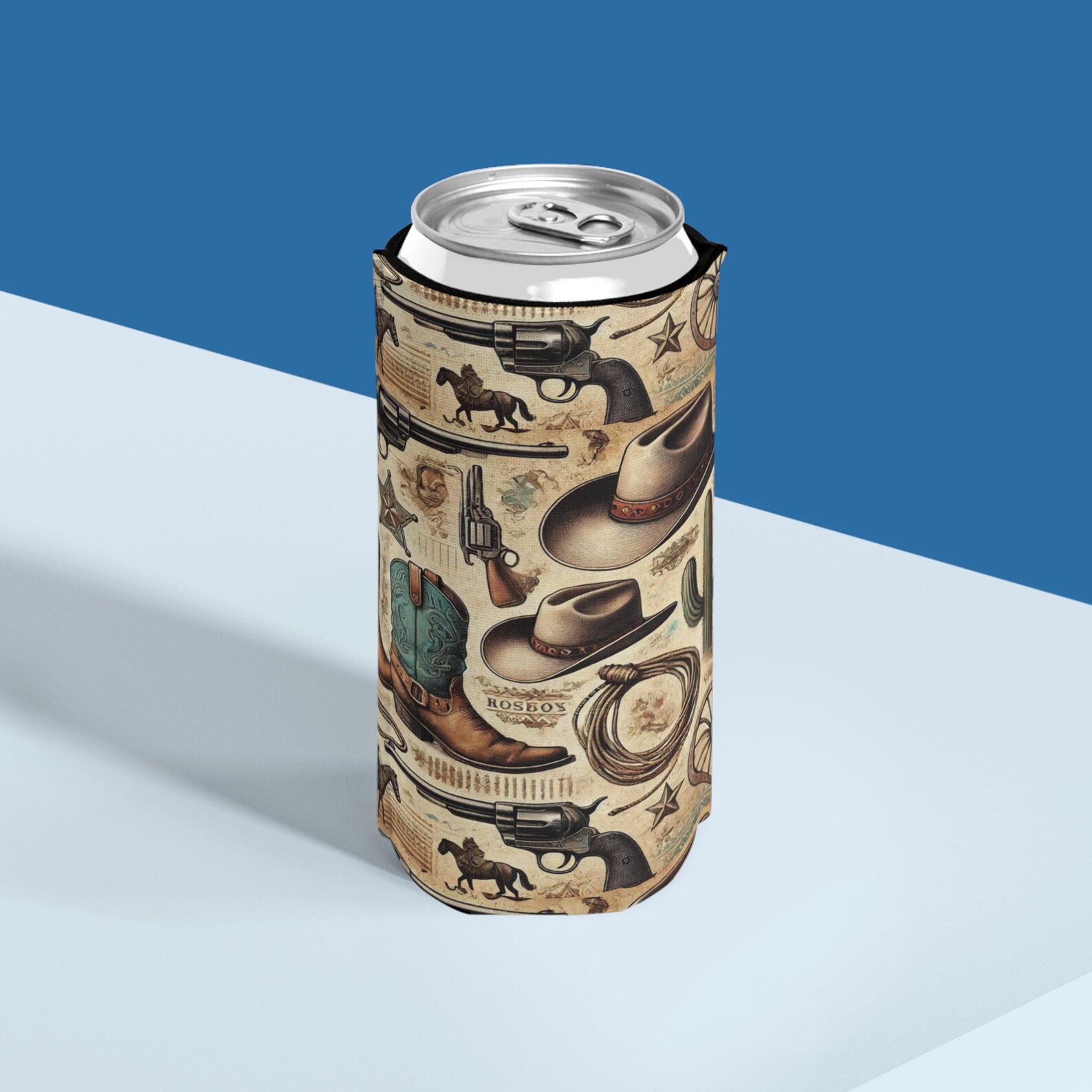 Fun Western Theme Can Coozie Cowboy Cooler Cactus Cozie for Beverage ...