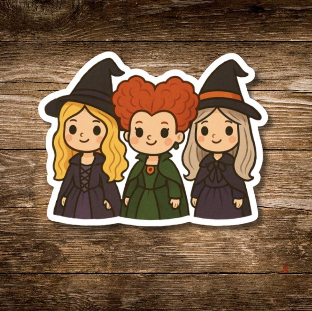Hocus Pocus Cartoon Sticker for Water Bottle Cute Witch Movie Laptop ...