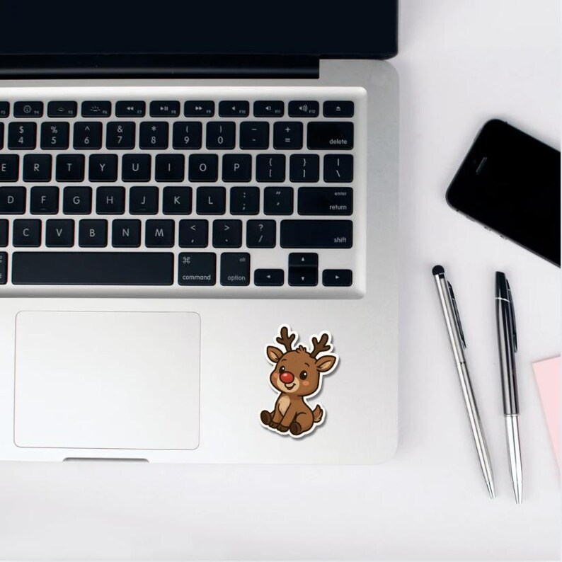 Cute Rudolph Sticker Cartoon Reindeer Adhesive for Water Bottle ...