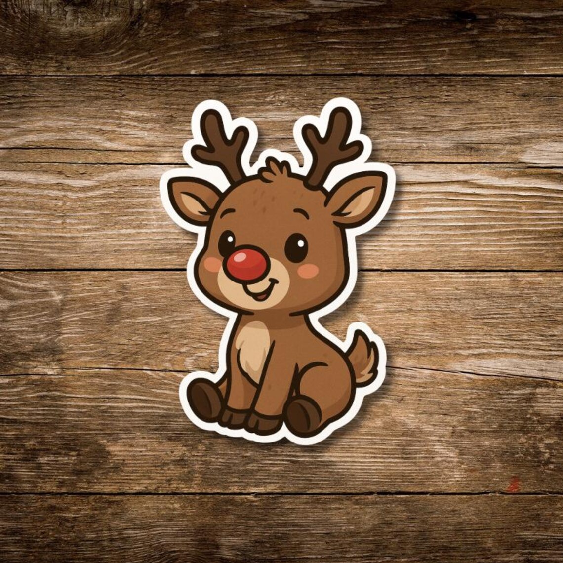 Cute Rudolph Sticker Cartoon Reindeer Adhesive for Water Bottle ...