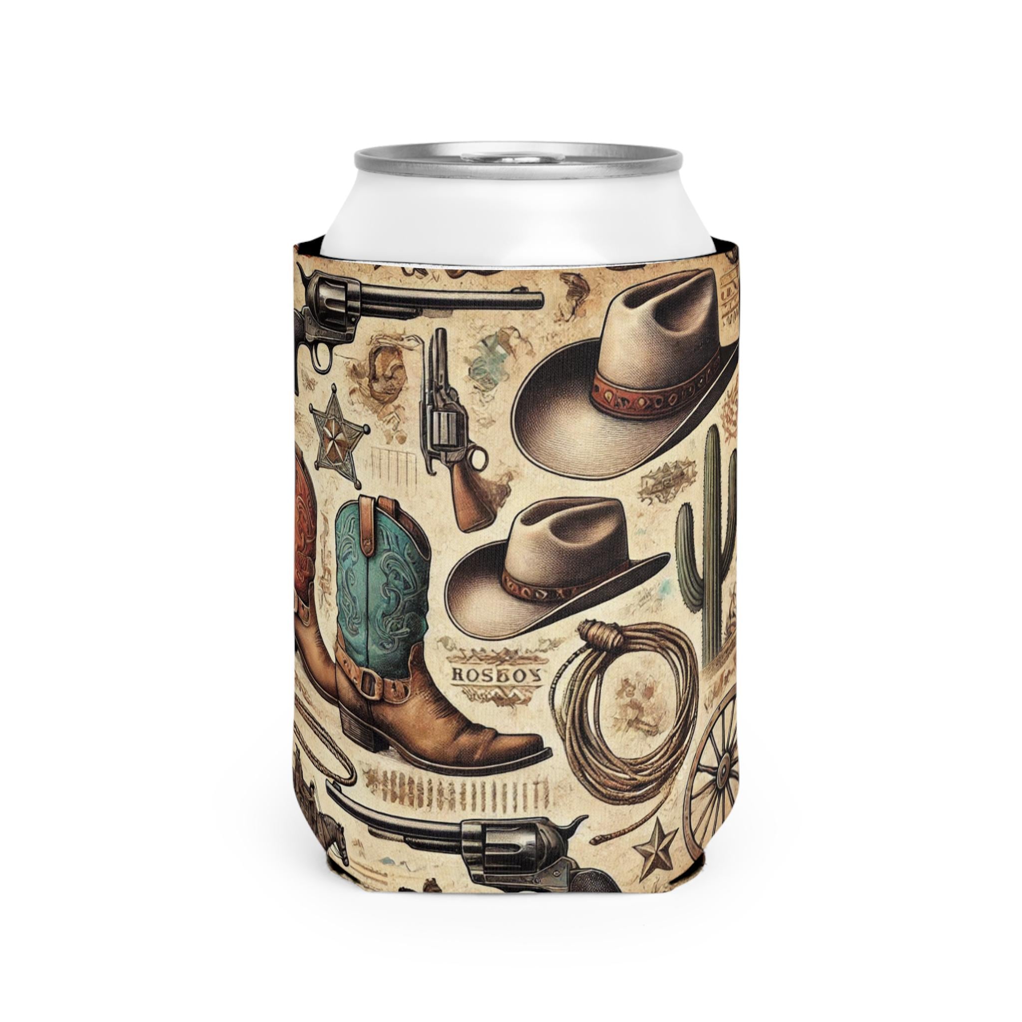 Fun Western Theme Can Coozie Cowboy Cooler Cactus Cozie for Beverage ...