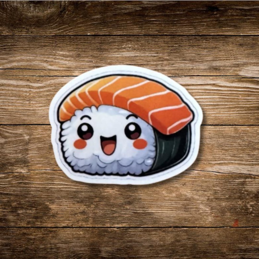 Happy Sushi Sticker Cute Sashimi Laptop Decal Food Lover Adhesive Print ...