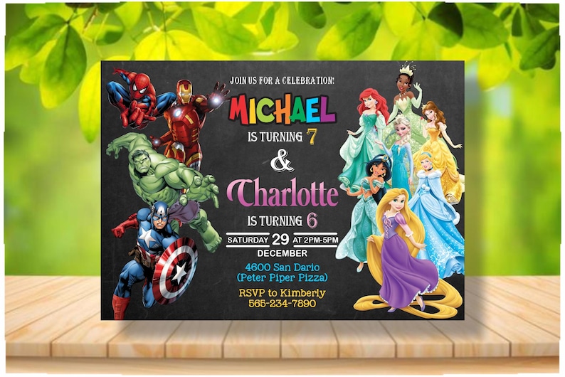 Sibling Birthday Invitation, Joint Invitation, Double Invitation, Twins ...