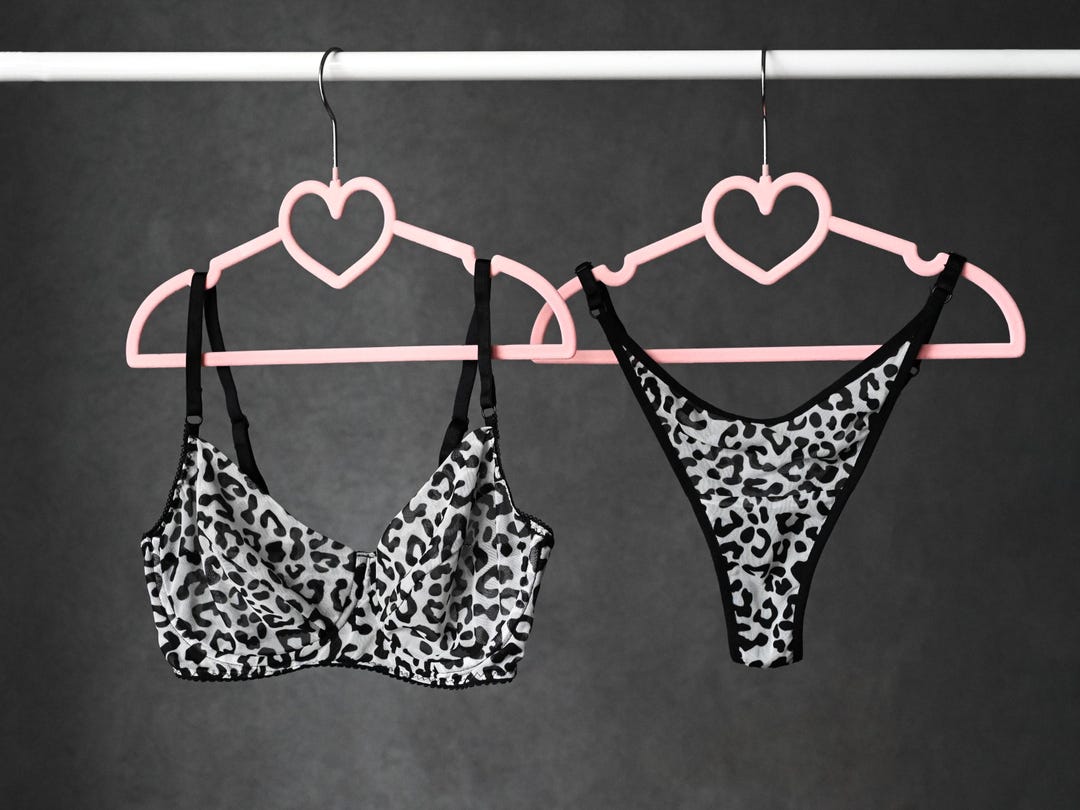 Black Leopard Bra Panty, Leopard Print Thong, Mesh Bra and Panty ...