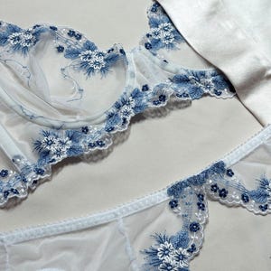 White-blue Lingerie Set, Bride Underwear, Lingerie Sets Classy, Wedding ...