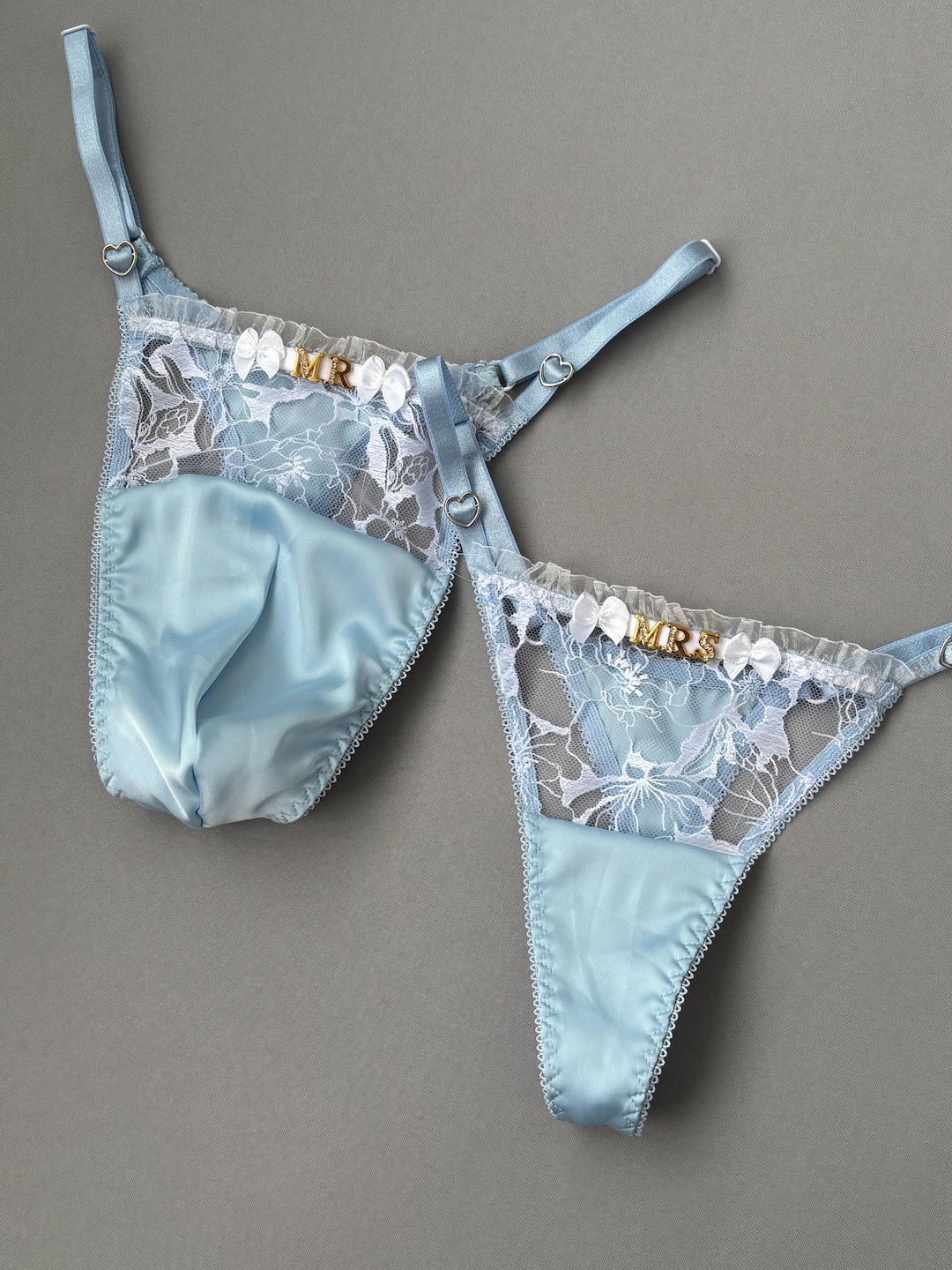Matching MR and MRS Blue Thong Set, Couples Underwear, Sexy Lace ...
