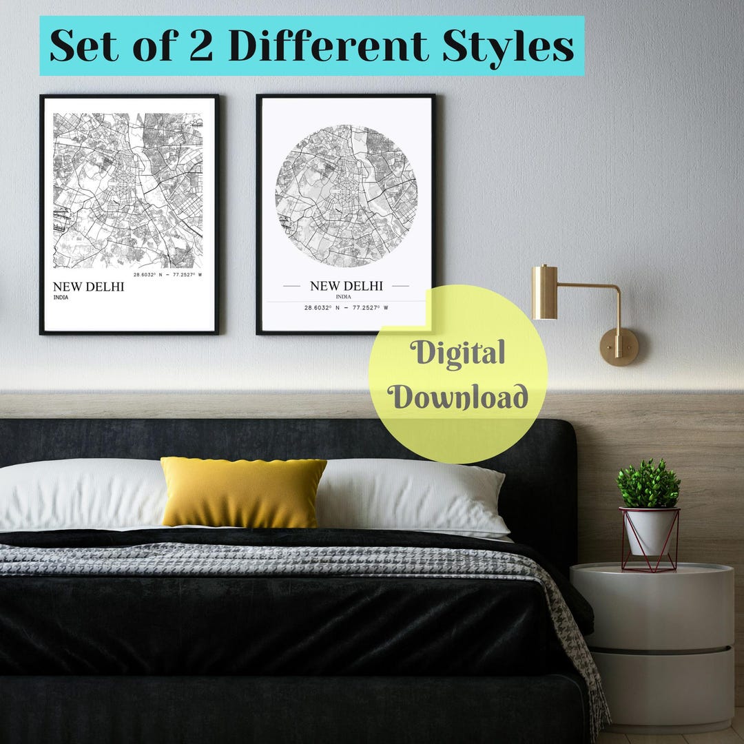 Delhi Map Print, Delhi City Map, New Delhi Map Poster, Printable Wall ...