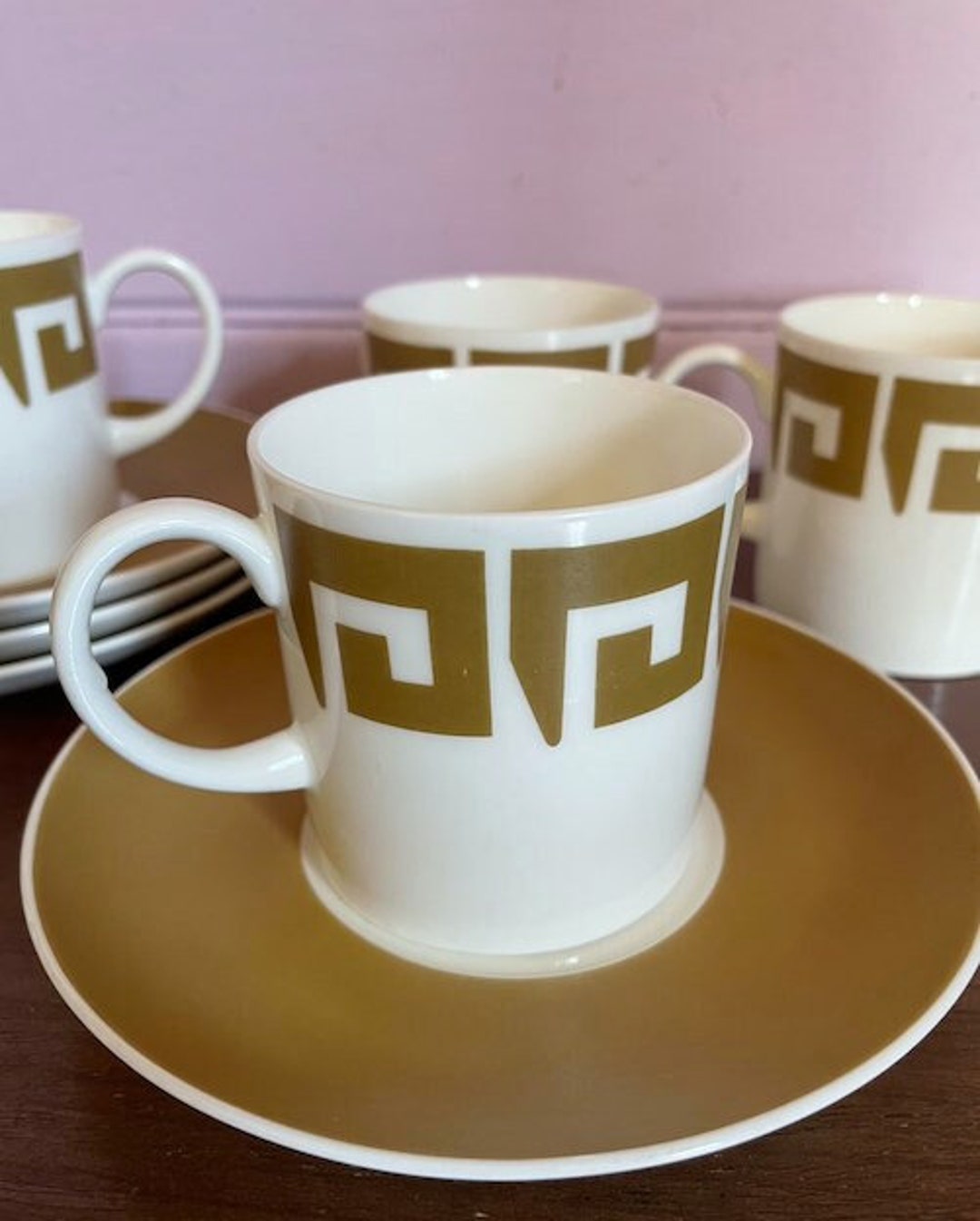 Susie Cooper Keystone Old Gold Set of 4 Coffee Cups & Saucers - Etsy