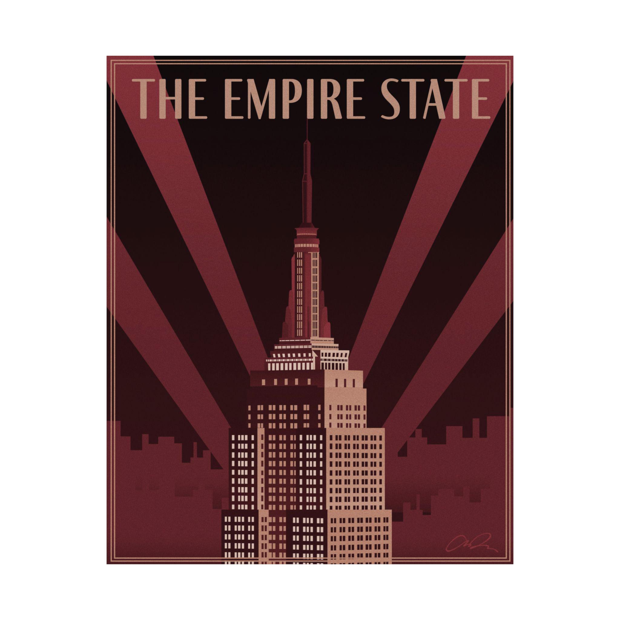 EMPIRE STATE BUILDING Art Deco Style Poster Vintage Inspired New York ...