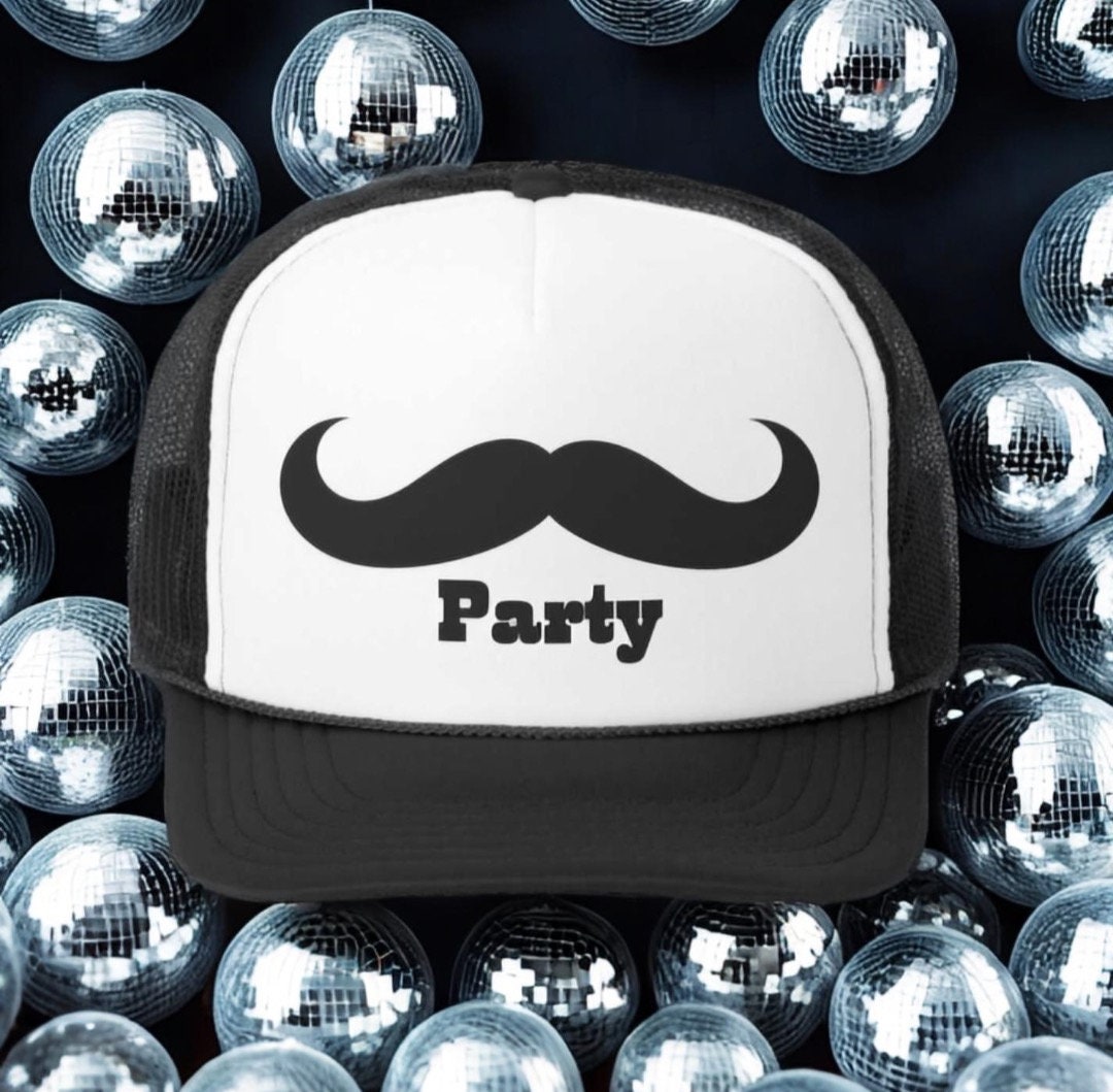 Mustache Party Trucker Cap - Fun Hat for Hipsters, Mustache Lovers ...