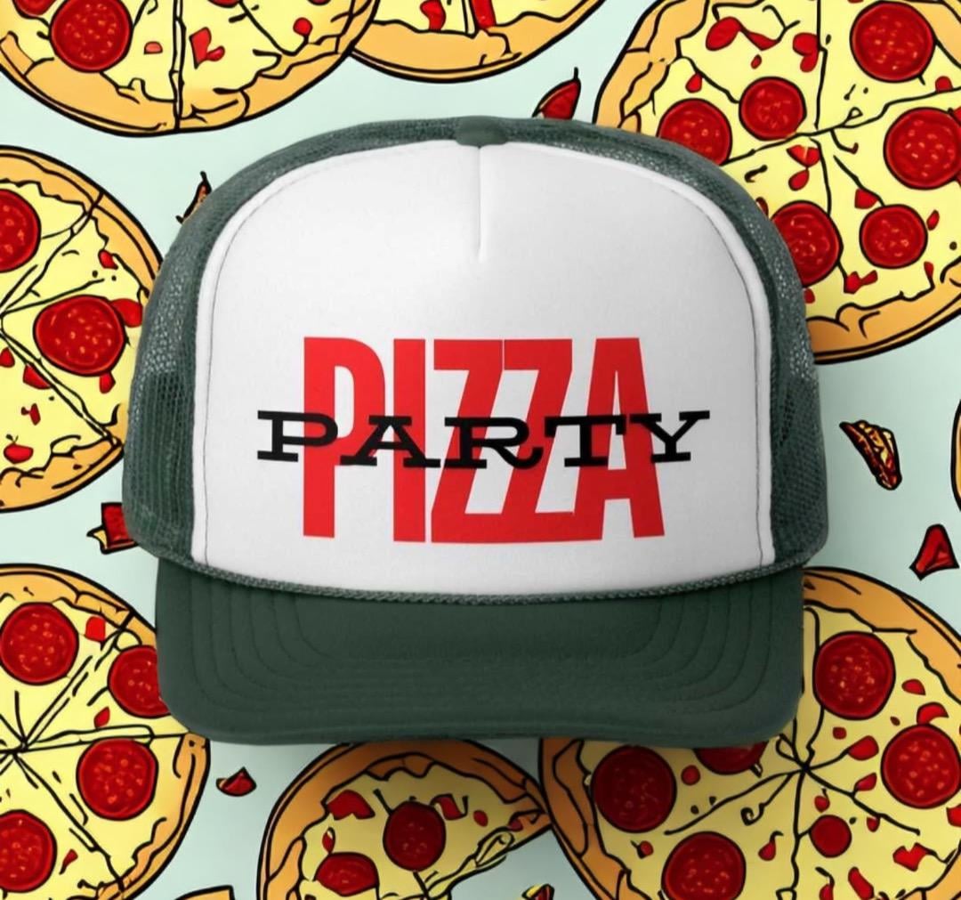 Pizza Party Trucker Cap - Fun Foodie Hat, Novelty Baseball Cap, Unique ...