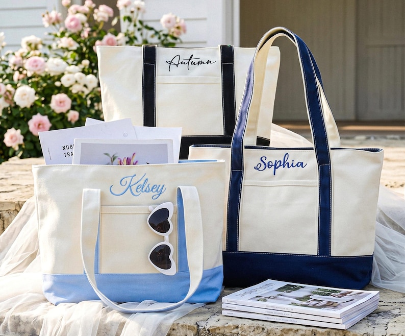 Personalized Tote Bag, Custom Name Tote Bag, Embroidered Canvas Tote ...
