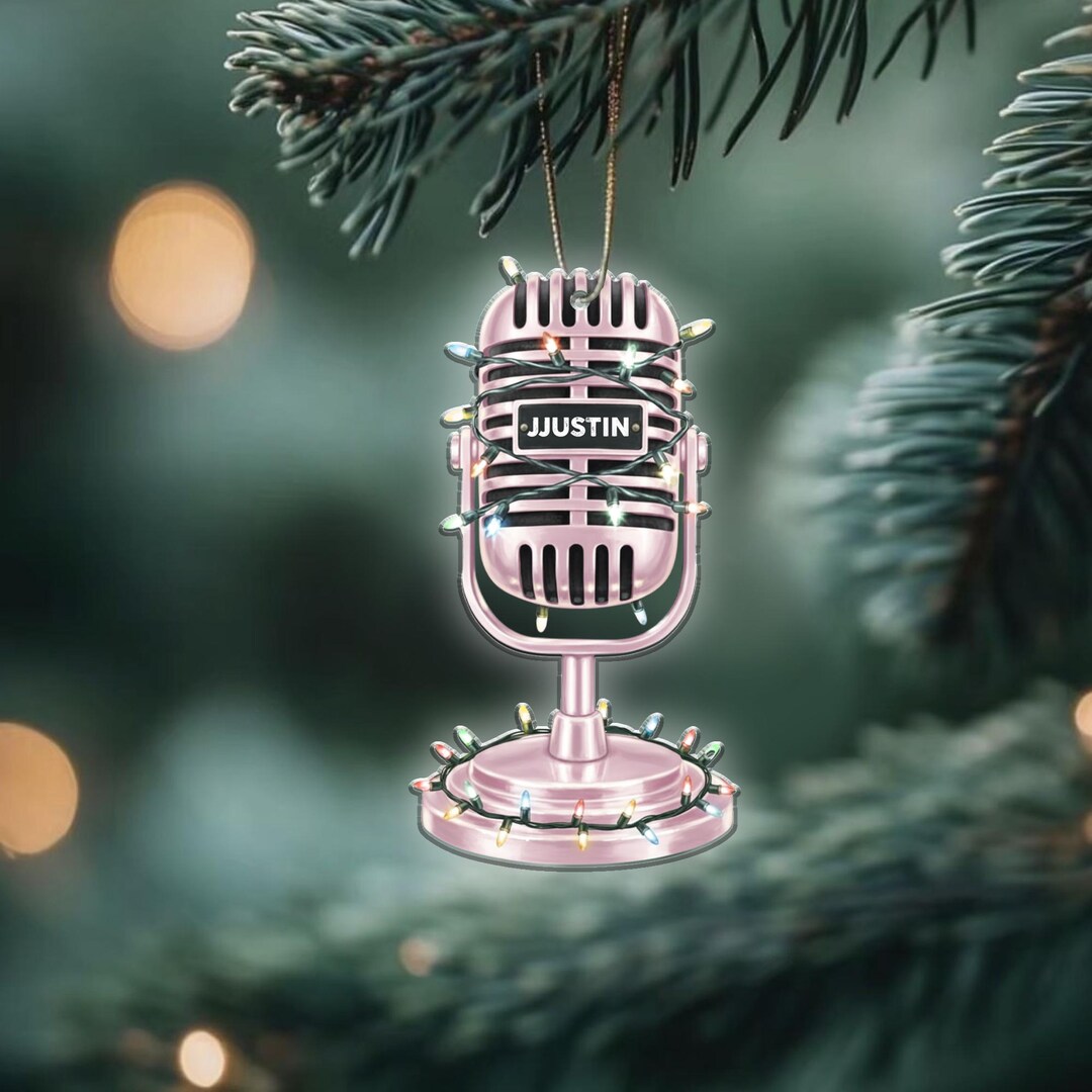 Personalized Microphone 2D Flat Ornament, Microphone Radio Shaped ...