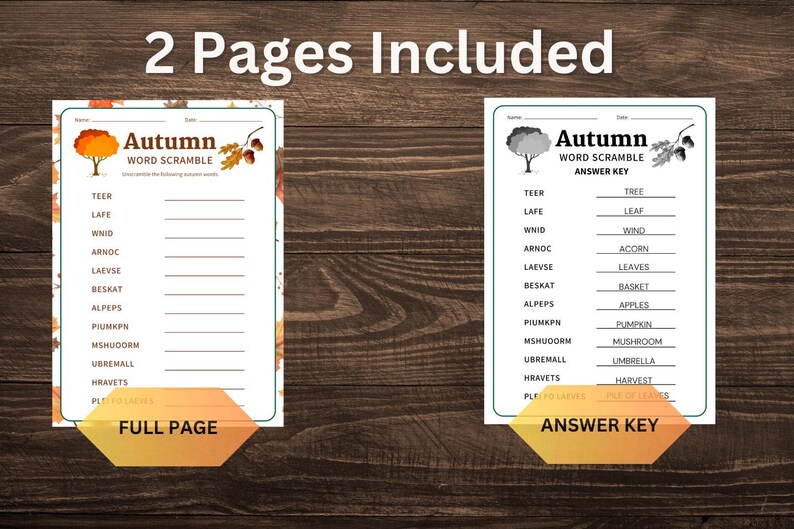 Fall Word Scramble Fun Thanksgiving Game Fall Classroom Activity ...