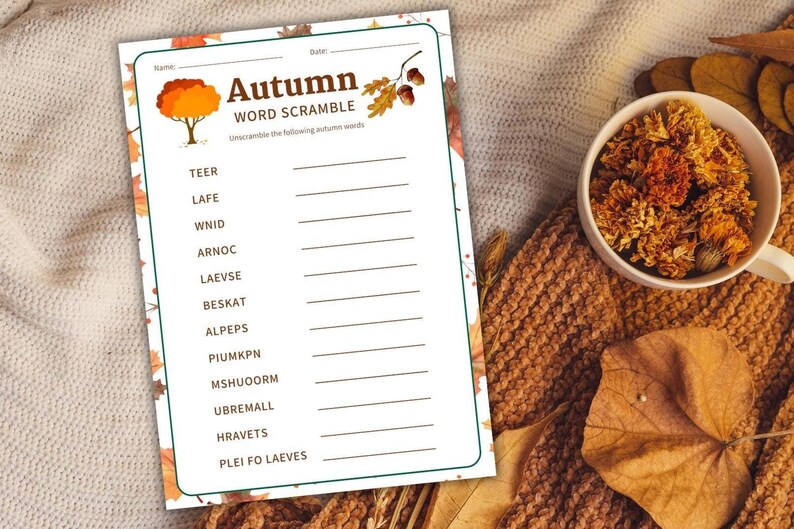 Fall Word Scramble Fun Thanksgiving Game Fall Classroom Activity ...