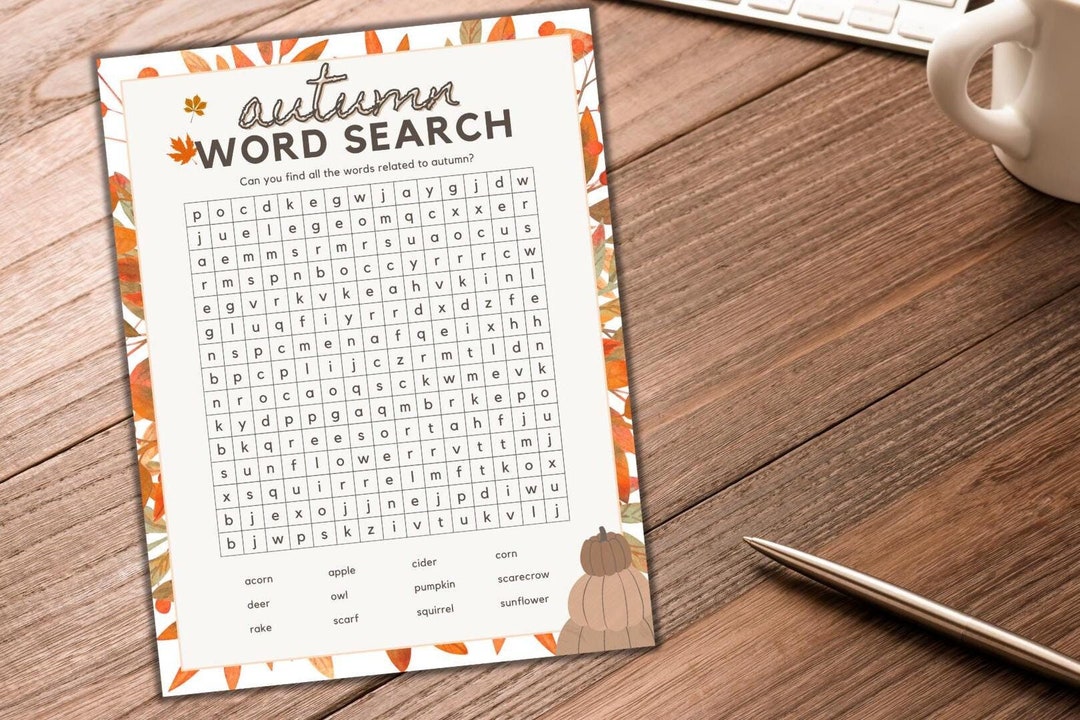 Fall Word Search | Fall Party Game | Fall Printable Game | Fall ...